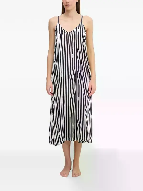 Dkny Striped Logo-print Nightdress - Blue