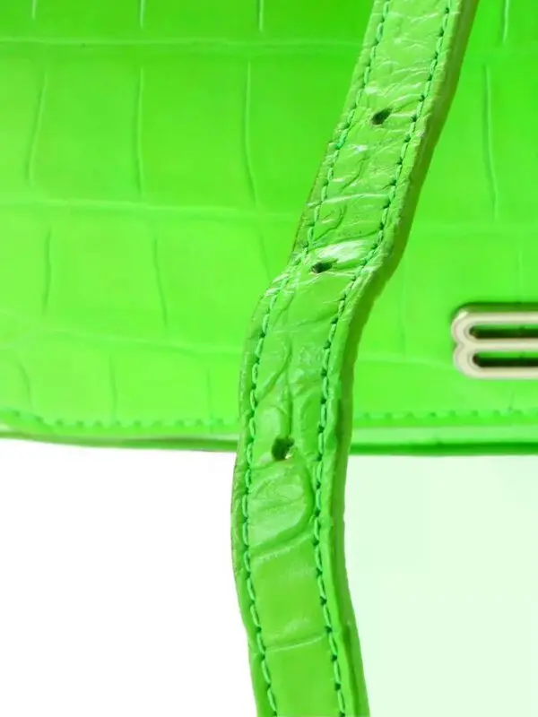 Balenciaga Street Crocodile Embossed Leather Medium Shoulder Bag - Green