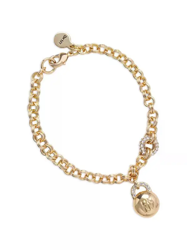 Dkny Hailey Crystal-embellished Padlock Pendant Bracelet - Gold