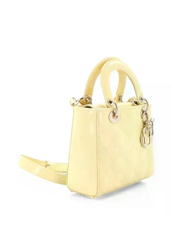 Dior Lady Bag Cannage Quilt Patent Small Satchel - Yellow