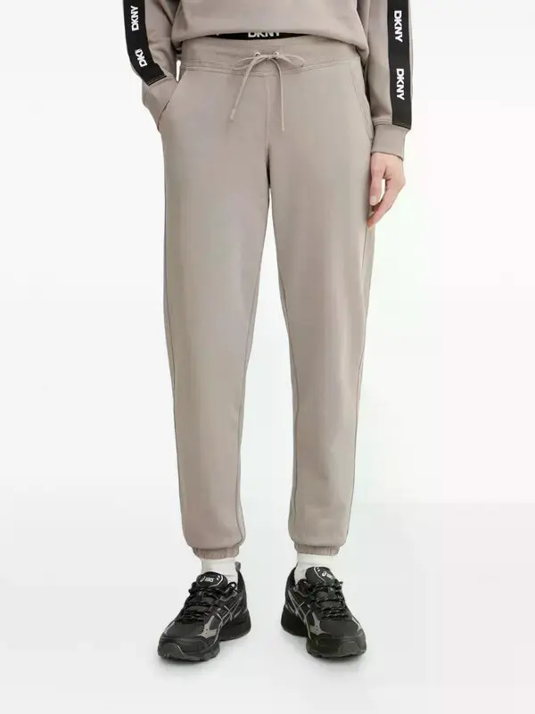 Dkny High-rise Logo-waistband Track Pants - Brown