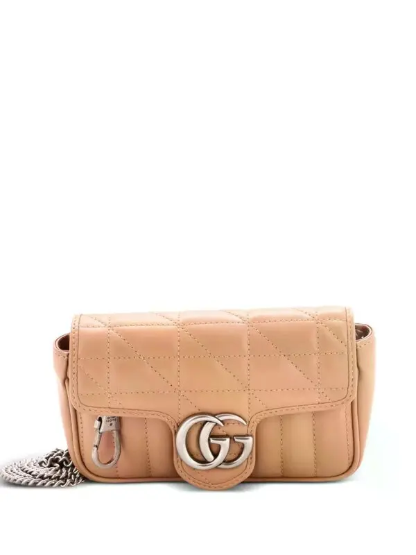 Gucci Gg Marmont Flap Bag Mixed Matelassé Leather Super Mini Crossbody Bag - Neutrals