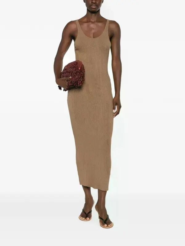 Enza Costa Ribbed Knit Slim-fit Midi Dress