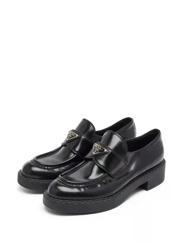 Prada Logo Plaque Loafers - Black