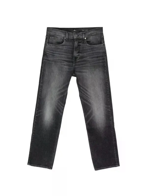 7 For All Mankind Straight Leg Faded Effect Jeans - Black