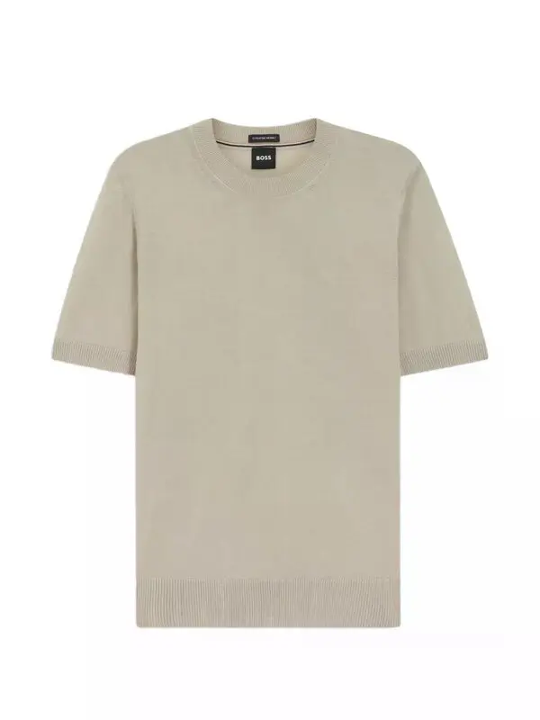 BOSS Short-sleeve Virgin-wool T-shirt - Neutrals