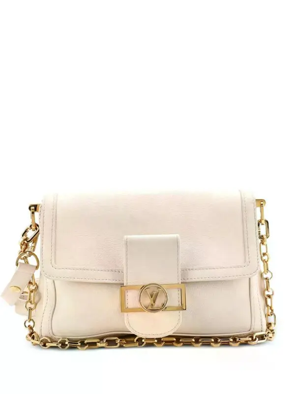 LOUIS VUITTON Dauphine Soft Calfskin Gm Shoulder Bag - White