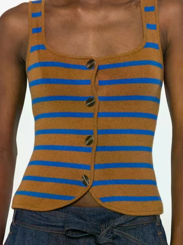 FORTE_FORTE Striped Button-fastening Vest