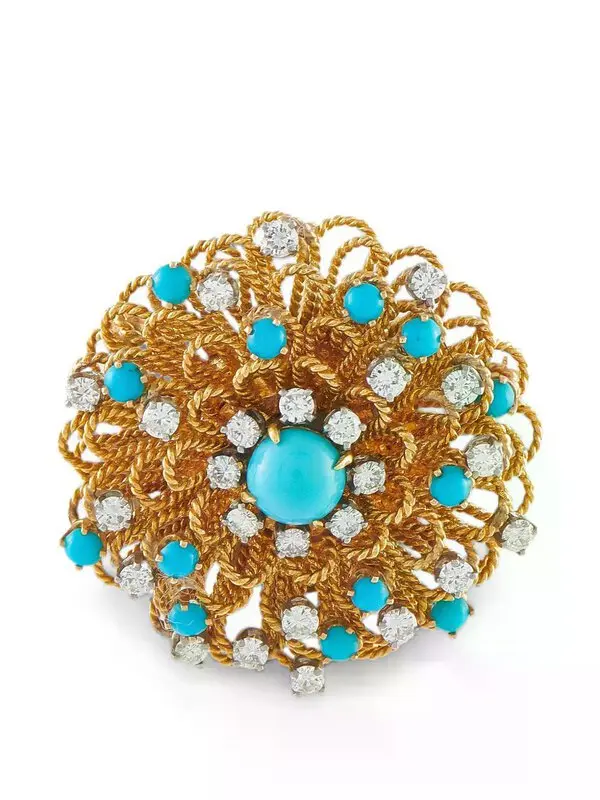 LB EXCLUSIVE Turquoise And Diamond Brooch