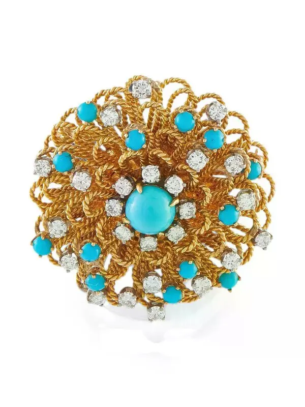LB EXCLUSIVE Turquoise And Diamond Brooch