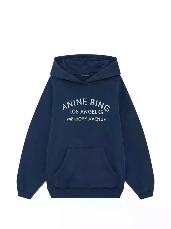 ANINE BING Harvey Logo-detail Hoodie - Blue