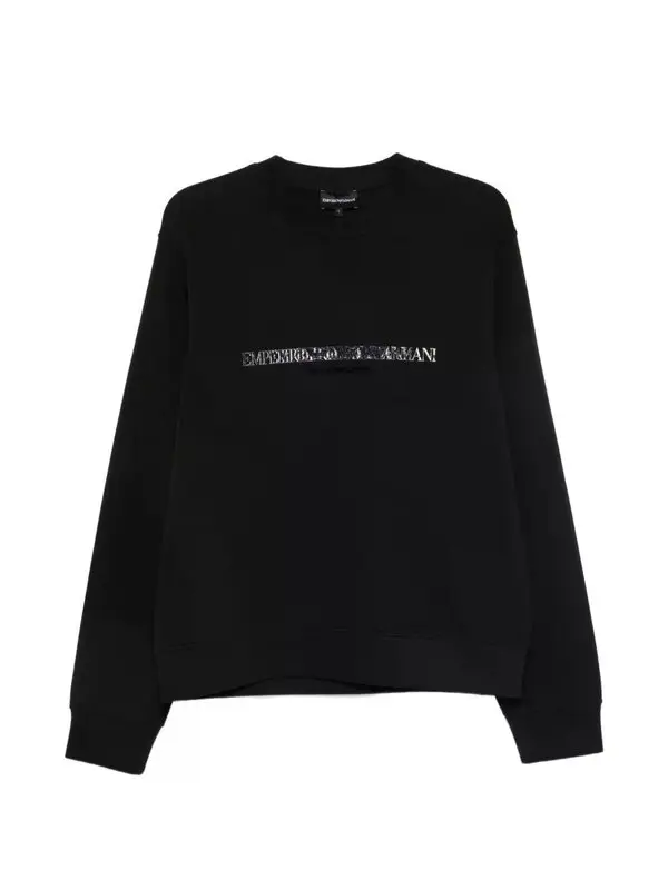 Emporio Armani Logo Print Cotton Sweatshirt - Black