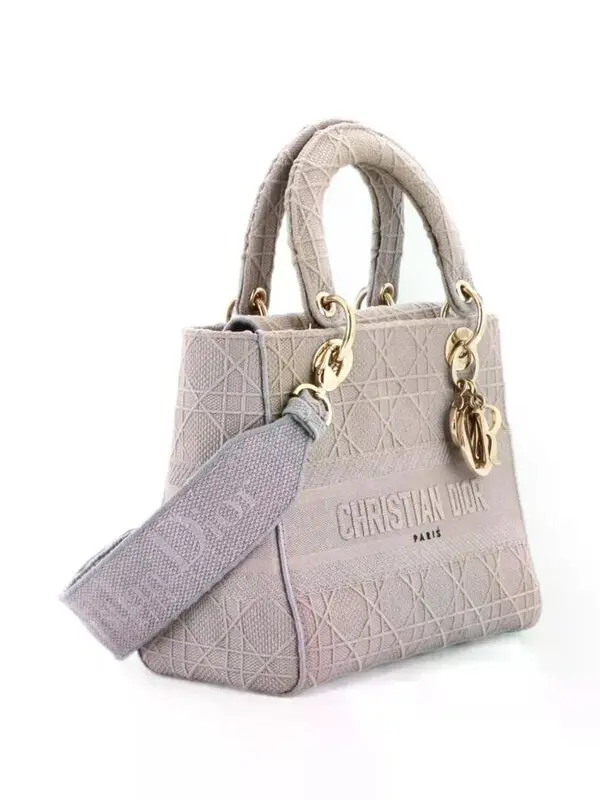 Dior Lady D-lite Bag Cannage Embroidered Canvas Satchel