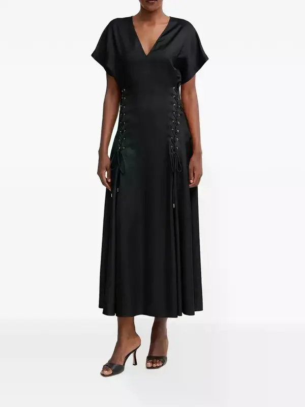 Pinko Lace-up Satin Maxi Dress