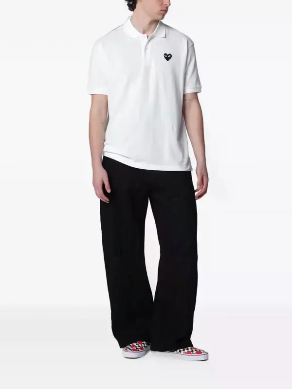Comme Des Garçons Logo Heart-patch Polo Shirt