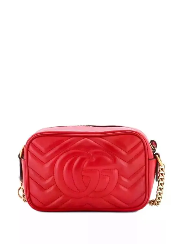 Gucci Matelassé Leather Mini Shoulder Bag - Red
