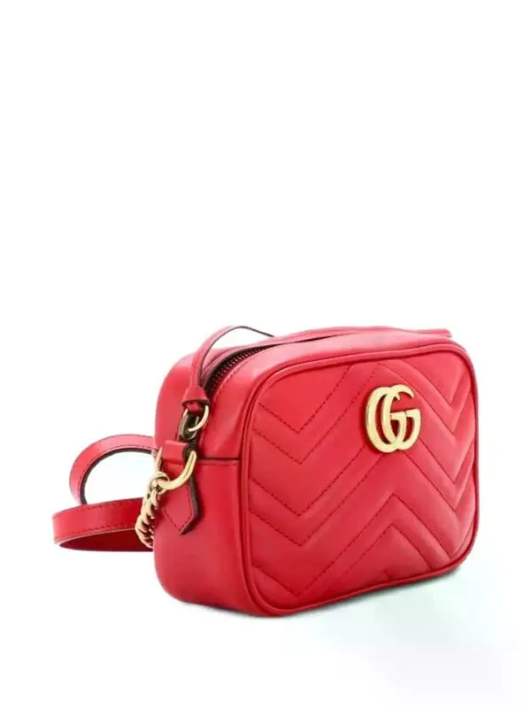Gucci Matelassé Leather Mini Shoulder Bag - Red