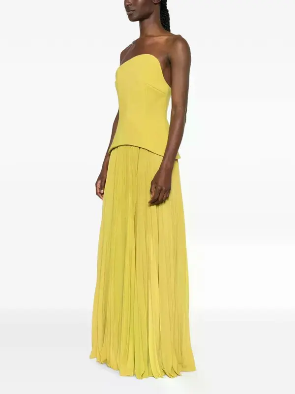 Solace London Britt Pleated Strapless Maxi Dress