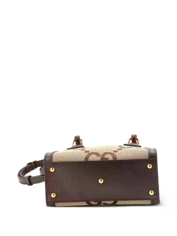 Gucci Diana Nm Bamboo Handle Tote Jumbo Gg Canvas Mini Shoulder Bag