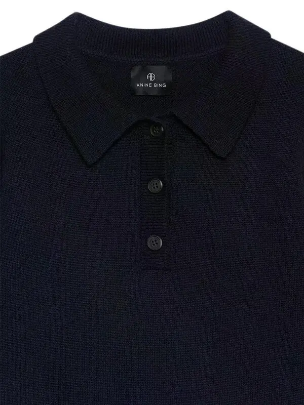 ANINE BING Lee Polo Sweater Navy