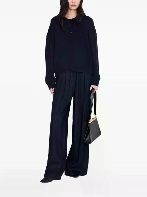 ANINE BING Lee Polo Sweater - Blue