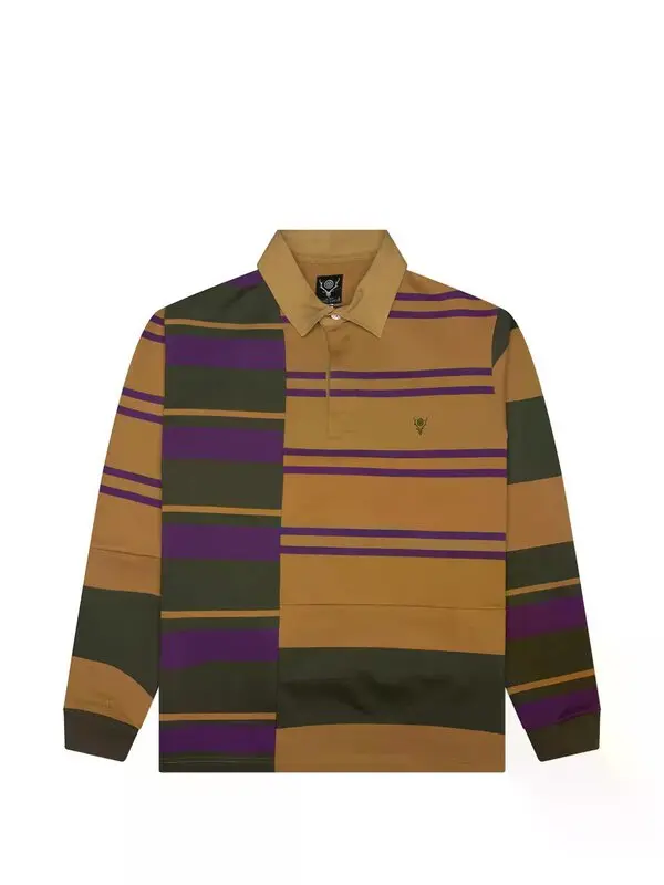 SOUTH2 WEST8 Rugger Patterned Long-sleeve Polo Shirt - Yellow