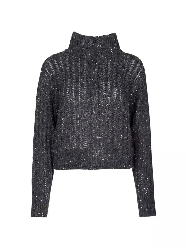 Brunello Cucinelli Sequin-embellished Open-knit Cardigan