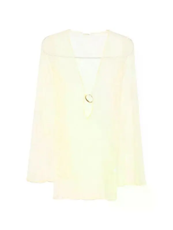 Oseree Lace Long-sleeve Mini Beach Dress