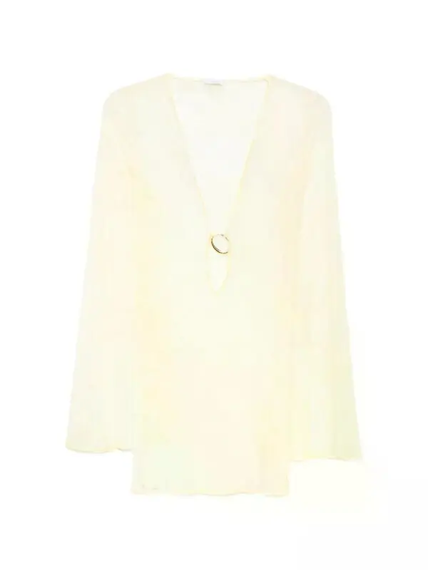 Oseree Lace Mini Beach Dress - Yellow