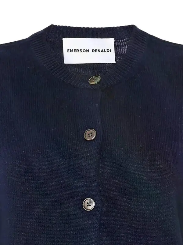 EMERSON RENALDI Navy Button-fastening Crew-neck Cardigan