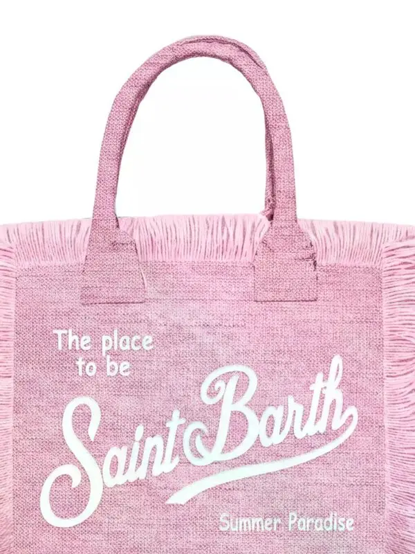 MC2 SAINT BARTH Linen Vanity Bag With Fringe Trim - Pink