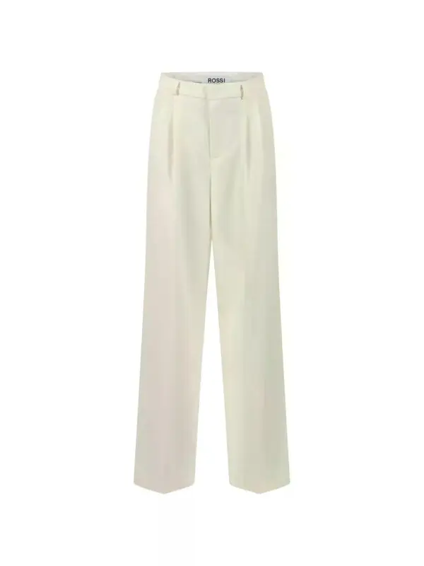 ROSSI Cream Pleated Wide-leg Trousers