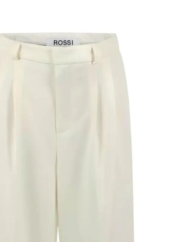 ROSSI Cream Pleated Wide-leg Trousers