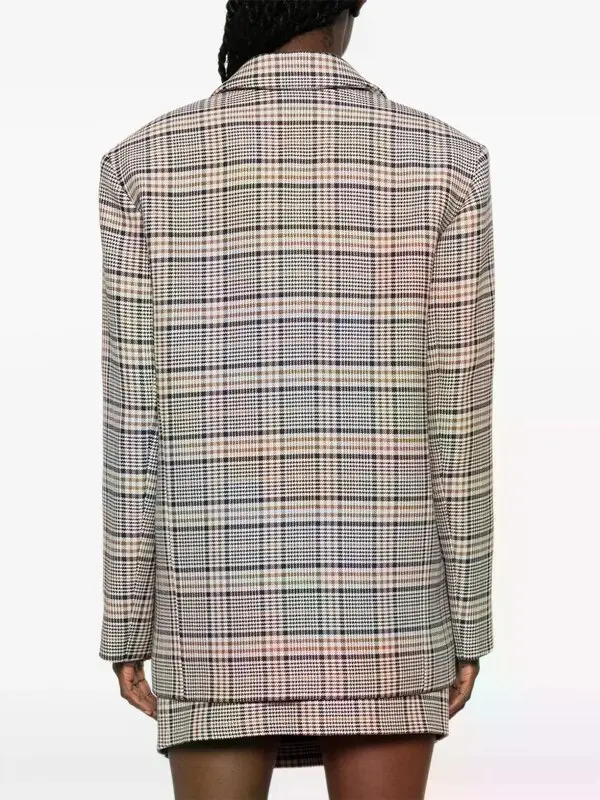 ANINE BING Quinn Check-pattern Single-breasted Blazer - Neutrals