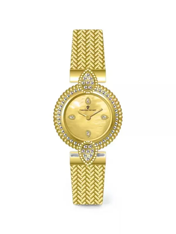CHRISTIAN VAN SANT Tone Mesh Watch With Crystal Embellishments - Gold