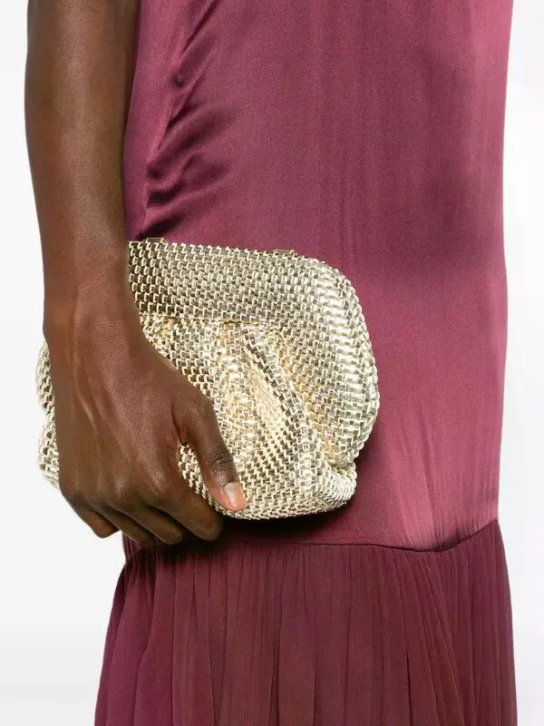THEMOIRE Woven Effect Ruched Clutch Bag