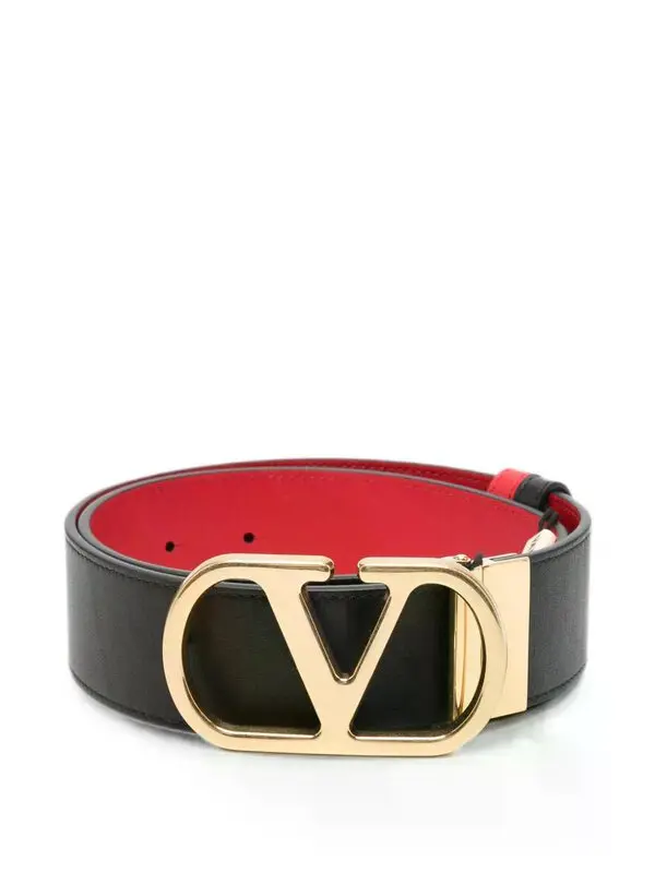 Valentino Garavani Vlogo Signature Leather Belt - Black