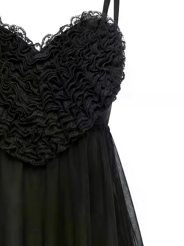 Dsquared2 Silk Ruffled Sweetheart Neck Mini Dress - Black