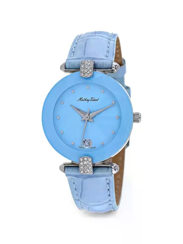 MATHEY TISSOT Pyramide 33mm Watch With Crystal-embellished Lugs - Blue