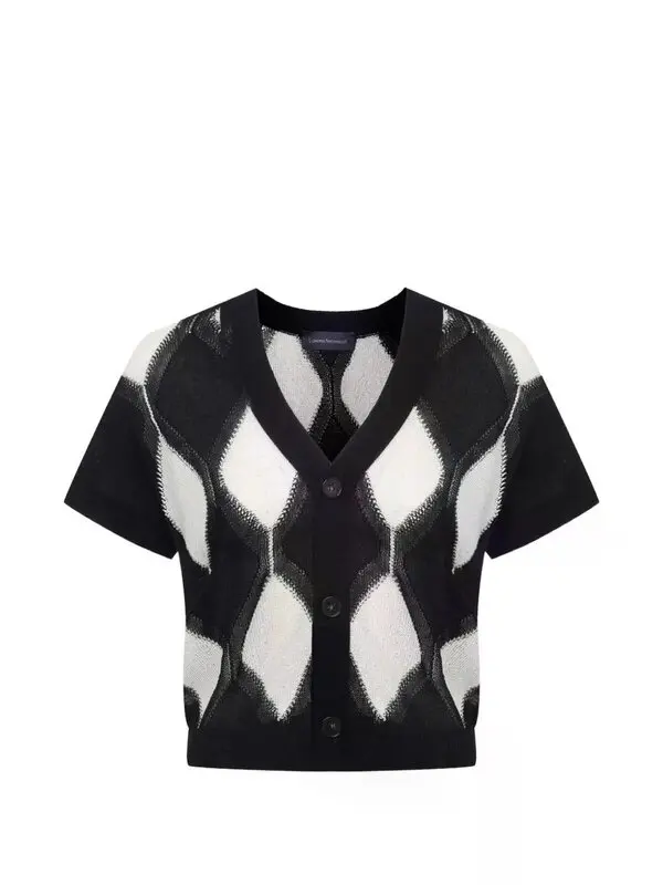 Lorena Antoniazzi Argyle Knit Short-sleeve Cardigan