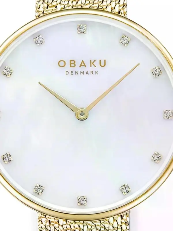 OBAKU Glans 36mm Watch With Crystal Index - White