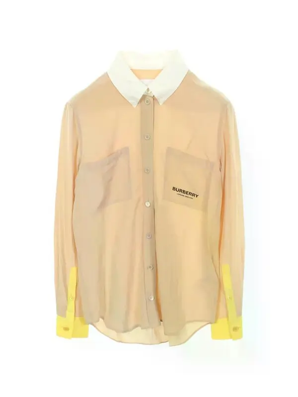 Burberry Logo Silk Shirt - Neutrals