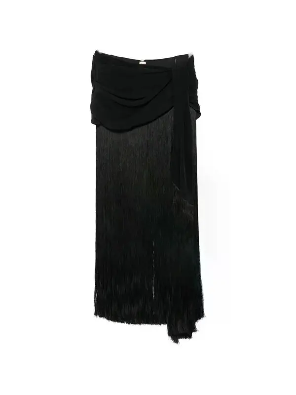 Cult Gaia Saman Fringe-trimmed Maxi Skirt - Black