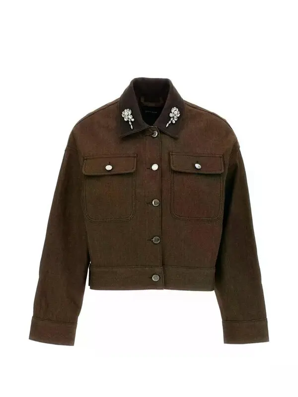 Simone Rocha Embellished-collar Cropped Denim Jacket