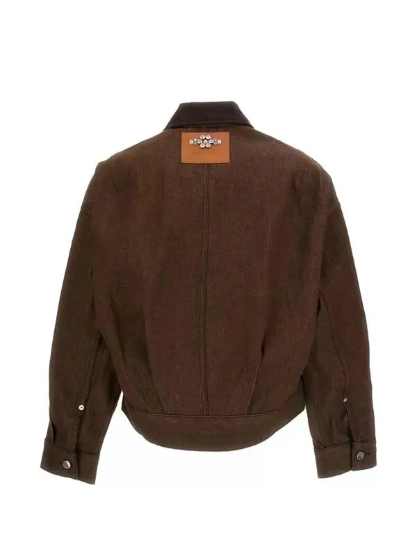 Simone Rocha Embellished-collar Cropped Denim Jacket