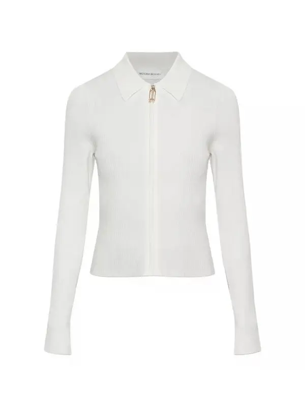 Victoria Beckham Mila Ribbed Zip-up Top