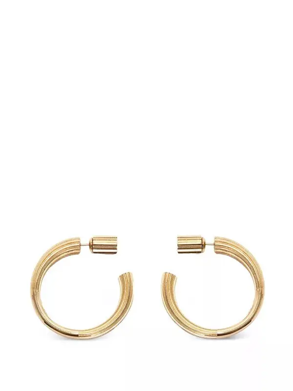 Victoria Beckham Tone Ribbed Cufflink Hoop Earrings