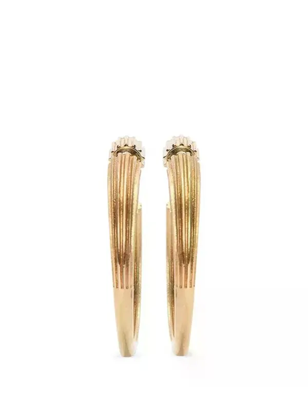 Victoria Beckham Tone Ribbed Cufflink Hoop Earrings - Gold