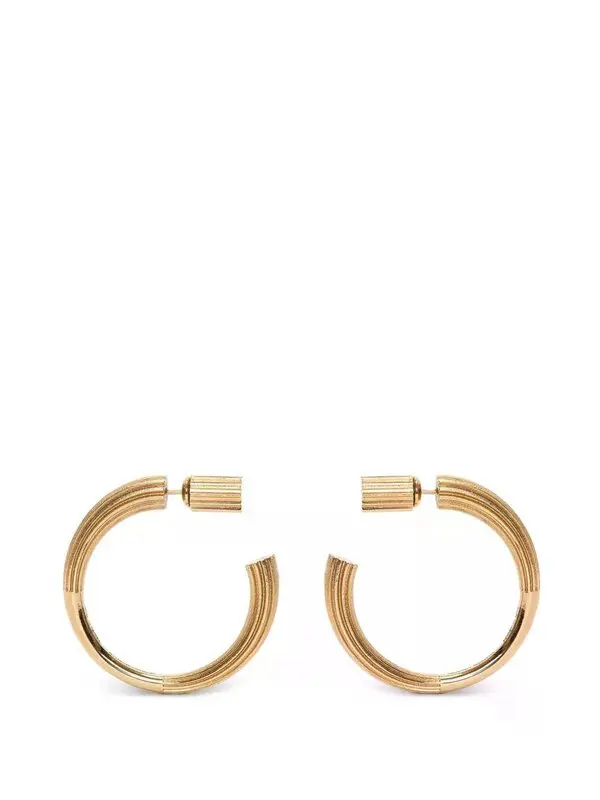 Victoria Beckham Tone Ribbed Cufflink Hoop Earrings