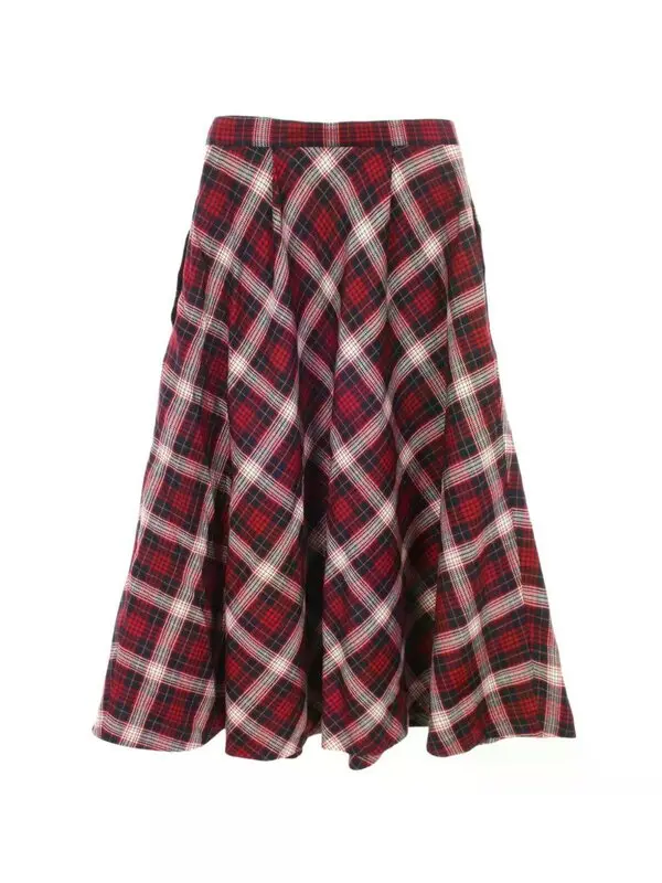 Dior Check 'n' Plaid Wool Skirt